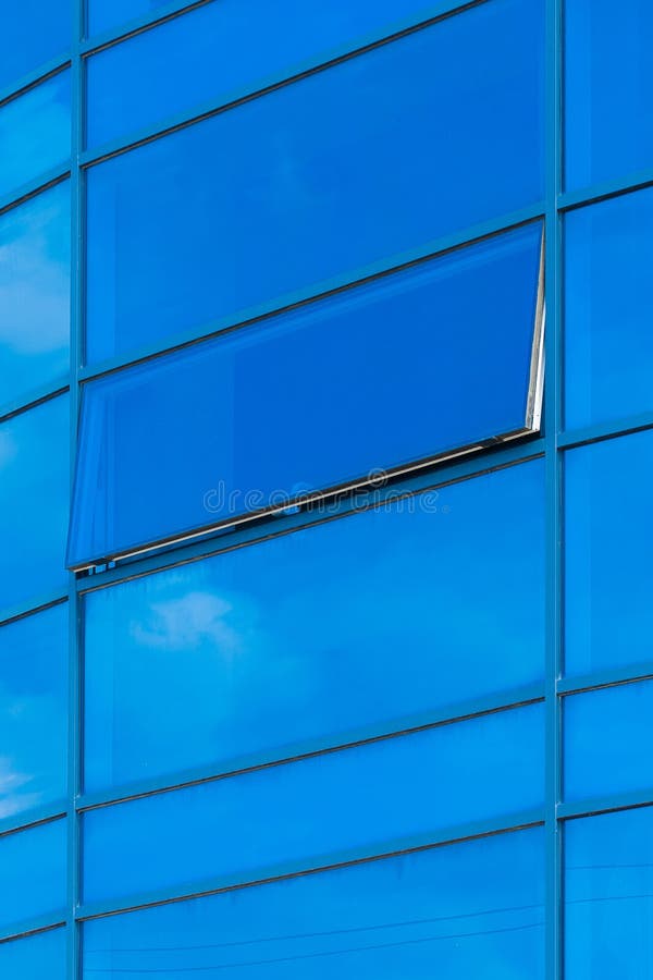Blue Glass Reflects Cloudy Sky Modern Building Facade Exterior Office ...