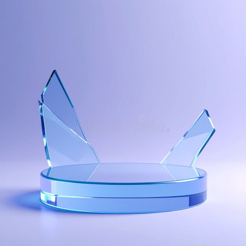 Blue Glass Shard Platform on Light Blue Background Stock Illustration - Illustration of studio ...