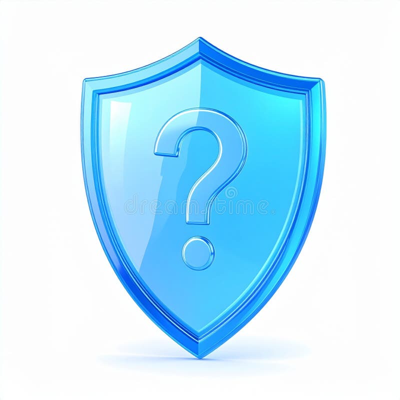 Blue Glass Shield with Question Mark Stock Illustration - Illustration ...