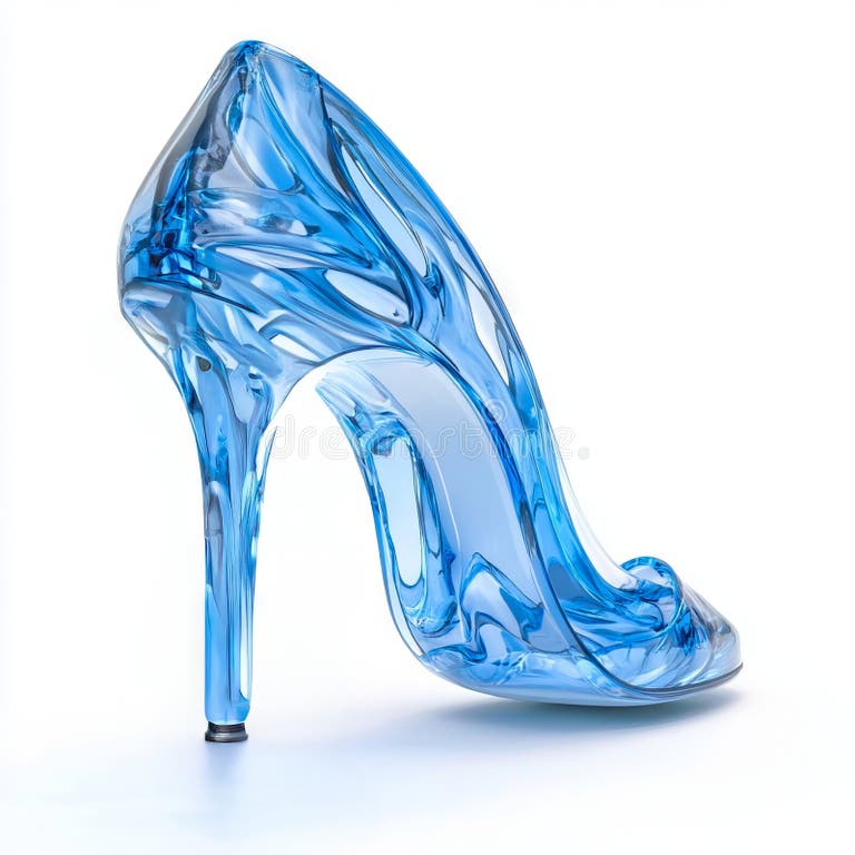 A Blue Glass Shoe on a White Background Stock Photo - Image of glass ...
