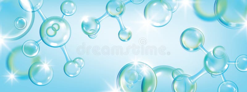 3D Molecule Oxygen Background, Vector Skin Care Cosmetic Bubble Banner ...