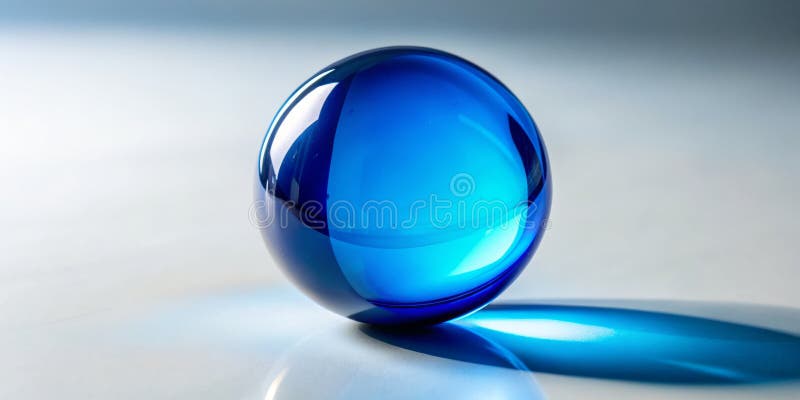 Blue Glass Sphere Reflecting Light on a White Surface - a Minimalist ...