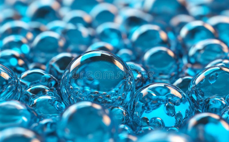 Blue Glass Spheres and Abstract Molecular Structures are Depicted in a ...