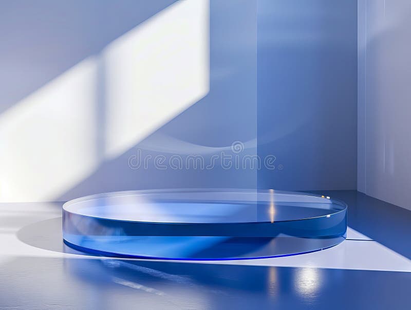 A Blue Glass Table with a Light Shining on it Stock Image - Image of ...