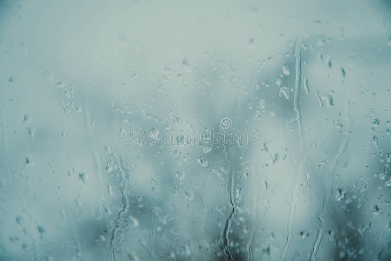 Blue Glass Texture with Water Drops. Raindrops on the Window Stock ...