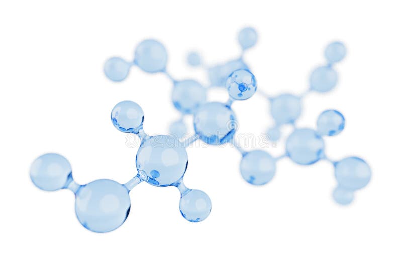Blue Glass Transparent Molecules or Atoms. 3d Rendering Stock ...