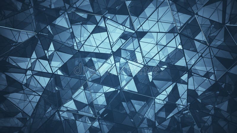 Blue Glass Triangular Surface with Reflections 3D Rendering ...