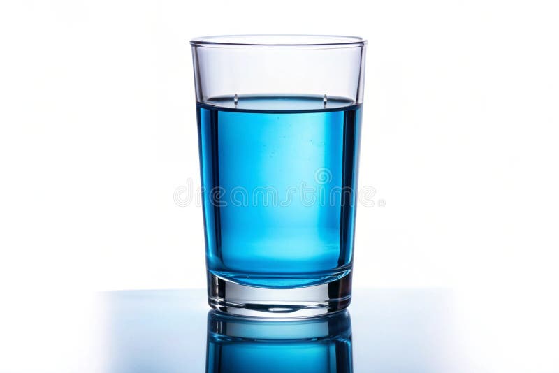 Blue Glass of Water â€ Refreshing Hydration on White Background Stock ...