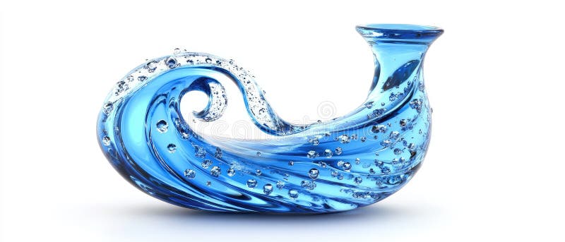 Blue Glass Wave with Bubbles, Isolated on White Background Stock ...
