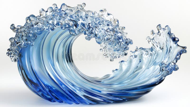 Blue Glass Wave Sculpture: Modern Home Decor Stock Illustration ...