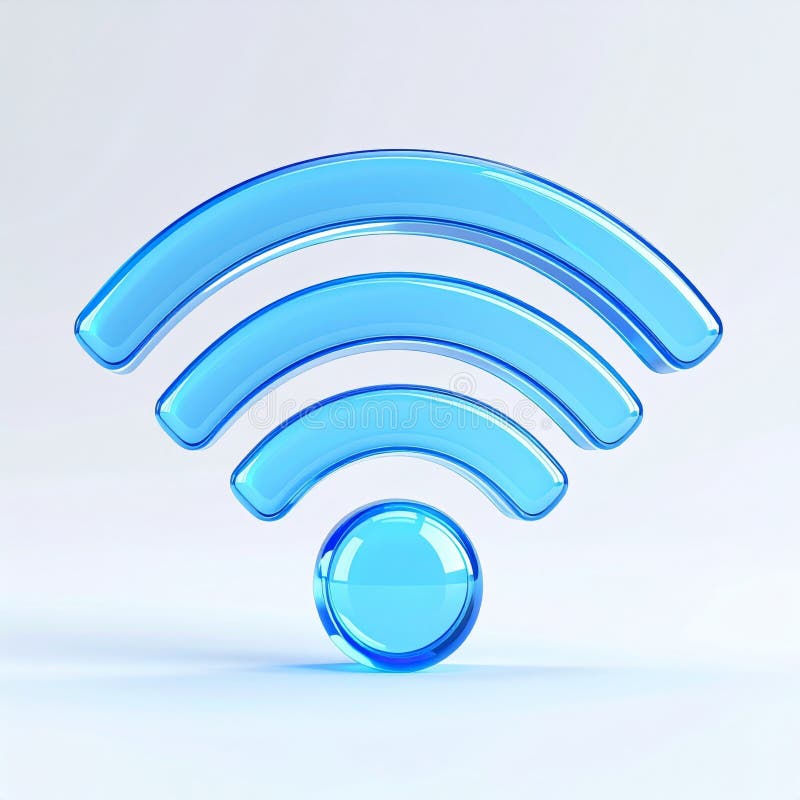 Blue Glass Wifi Symbol 3d Render Stock Illustration - Illustration of ...