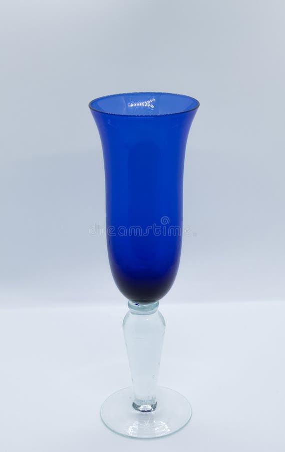 Blue Glass Wine Glasses with White Background 3 Stock Photo - Image of ...
