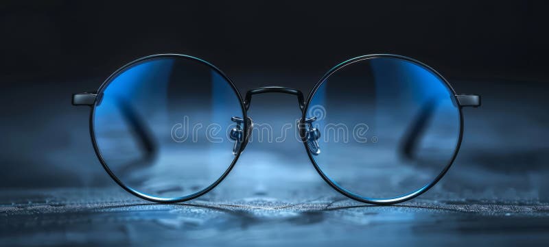 Blue Glasses on Black Background Stock Photo - Image of vision, wear ...