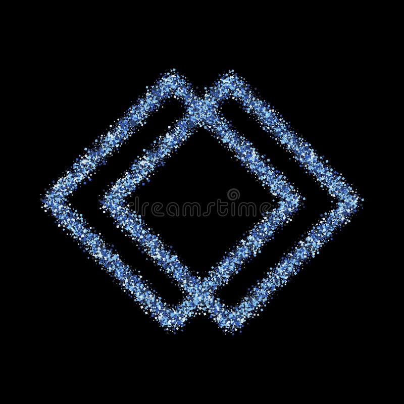 Blue Glitter Frame. Square with Rounded Corners Frame with Shiny ...