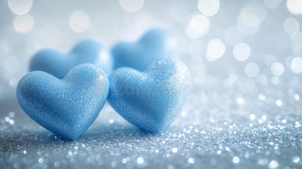 Blue Glitter Hearts on Sparkling Background Stock Illustration ...