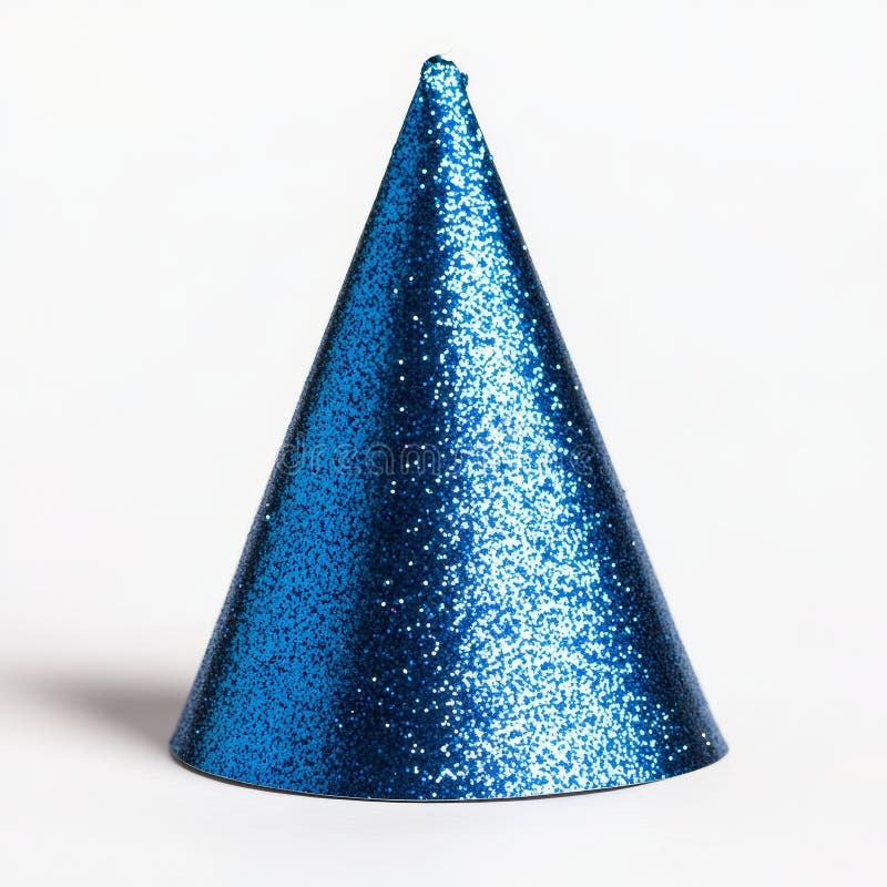 Blue Glitter Party Hat on White Background Stock Image - Image of ...