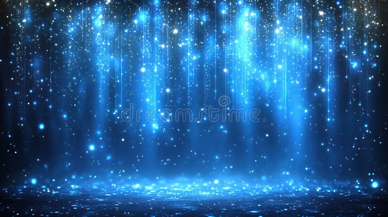 Blue Glitter Rain Stage Background Stock Photo - Image of dark, night ...
