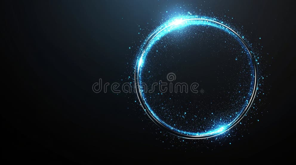 Blue Glitter Sparkle Effect Circle Frame, Luminous Magic Shiny Particle ...