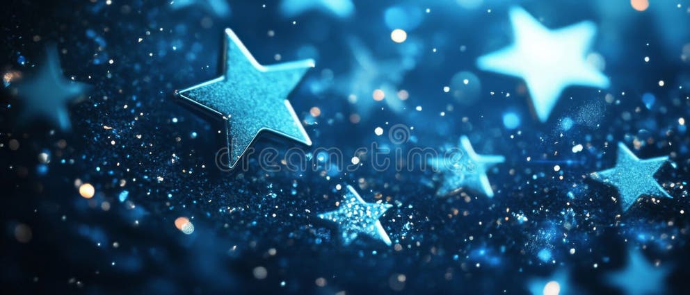 Blue Glitter and Stars Background Stock Illustration - Illustration of ...