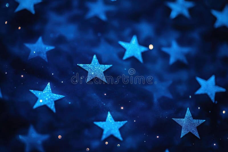 Blue Glitter Stars Shining Brightly in the Night Sky, a Celebration of ...