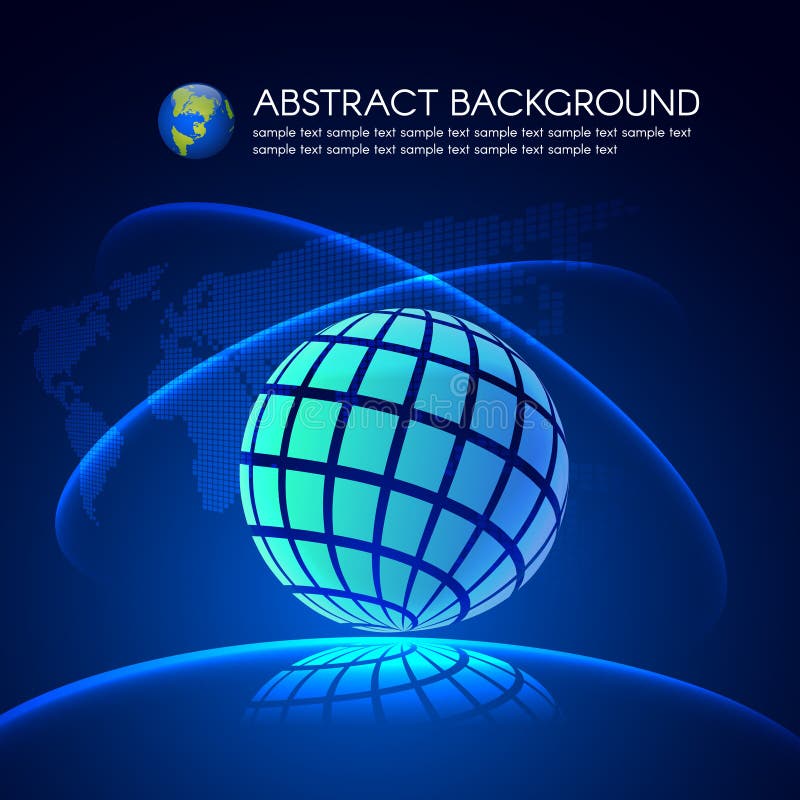 Blue Global Light and Map on Dark Blue Vector Background Stock Vector ...