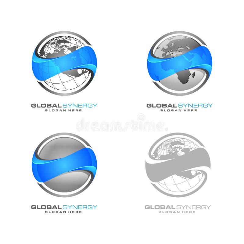 Global Logo with Ring Sphere and Digital World Motion Vector Logo ...