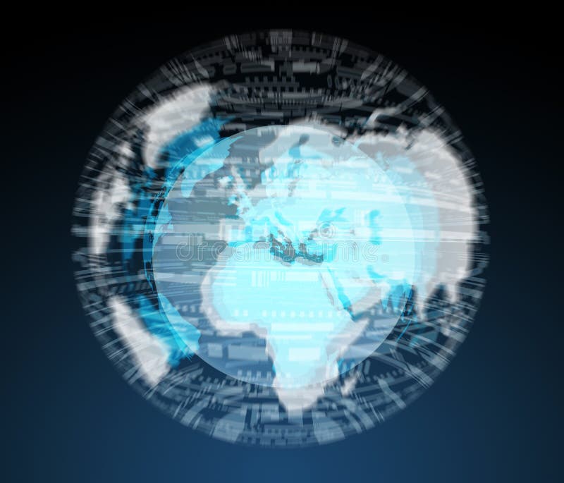 Blue Global Network on Planet Earth 3D Rendering Stock Illustration ...