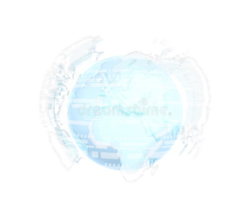 Blue Global Network on Planet Earth 3D Rendering Stock Illustration ...