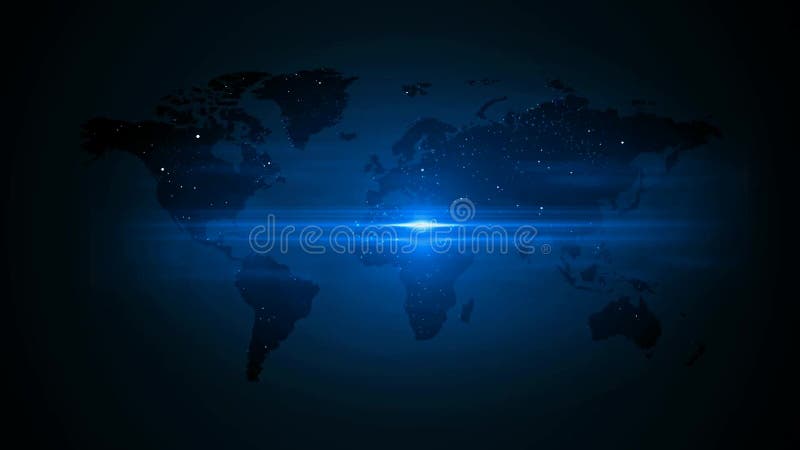 Blue Global World Map of Blue Background Stock Video - Video of ...