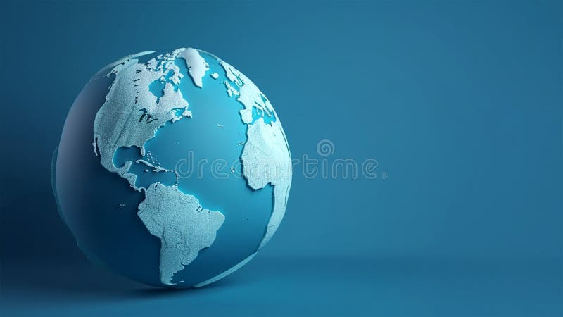 Blue Globe, Earth Map 3D on Blue Background, Business Banner. AI ...