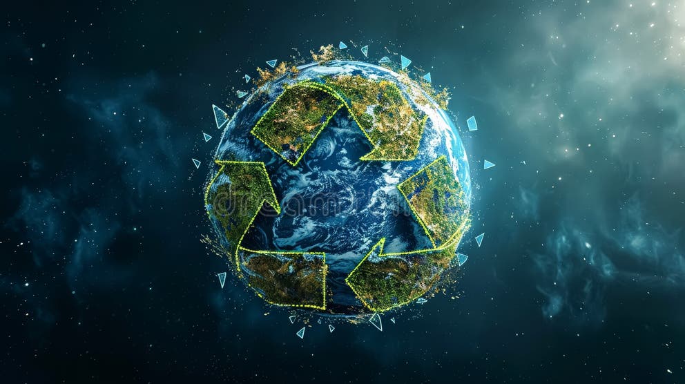 A Blue Globe with a Green Top and a Green Bottom. Stock Image - Image ...