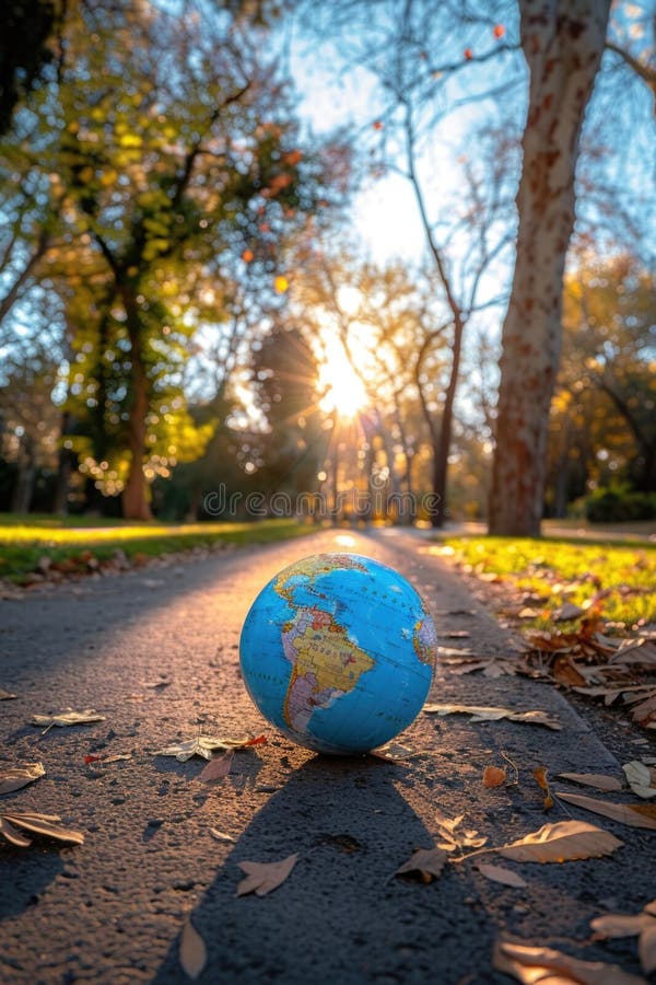 A Blue Globe Sits on the Side of a Road, Awaiting Its Next Journey ...