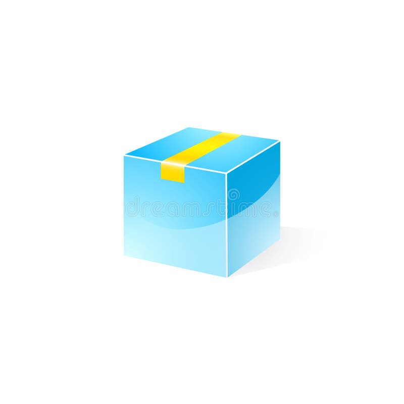 Blue Gloss Delivery Box with Yellow Tape Stock Illustration ...