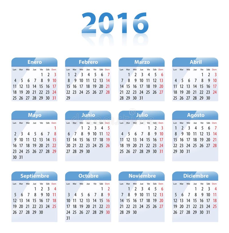 Calendario Espanol Stock Illustrations – 225 Calendario Espanol Stock ...