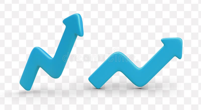 Blue Glossy 3d Models of Arrows in Different Positions with Shadow ...