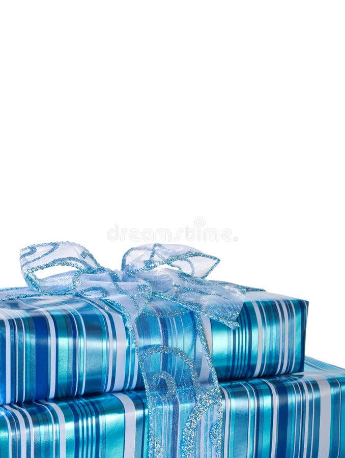 Blue Glossy Gift Boxes with a Ribbon Stock Image - Image of banner ...
