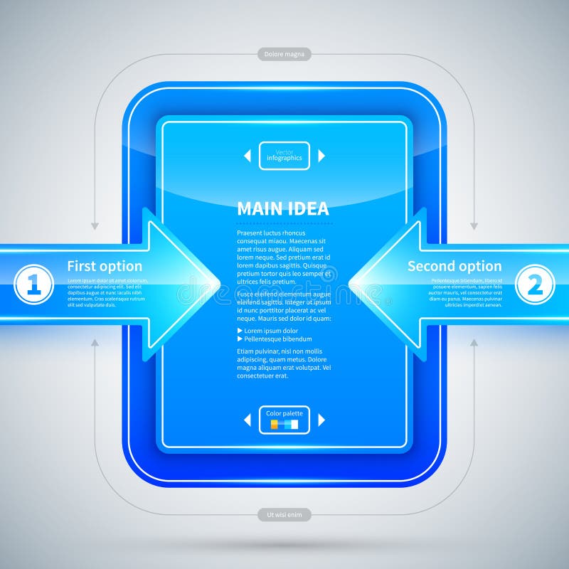 Blue Glossy Rectangle with Two Arrows Pointing To it. Useful for ...