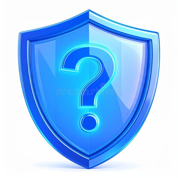 Blue Glossy Shield with Question Mark 3D Render Stock Illustration ...