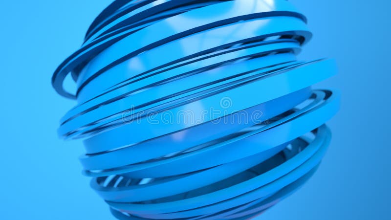 Blue Glossy Sphere Sliced on a Disc and Ring Shape. Selective Focus ...