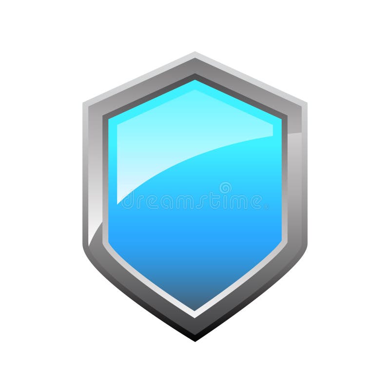 Glossy blue shield emblem stock vector. Illustration of symbol - 4633871