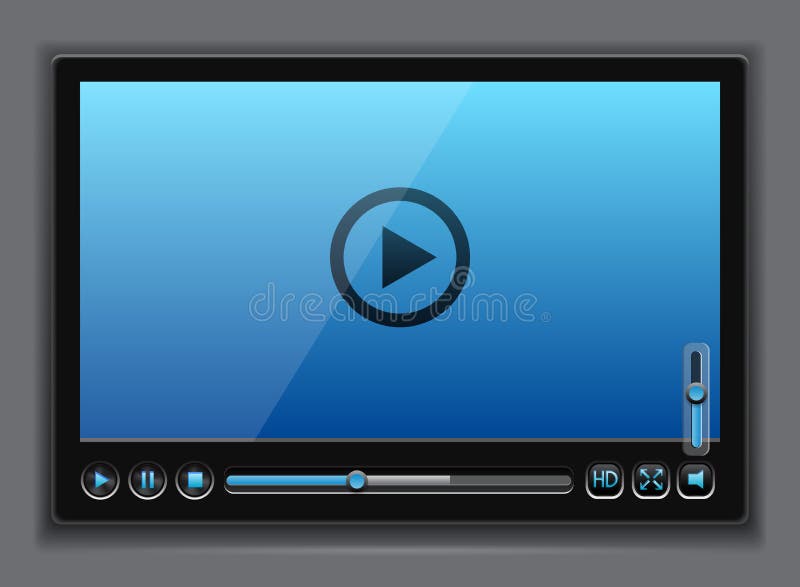 Blue Glossy Video Player Template Stock Vector - Illustration of load ...