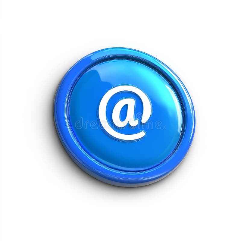 Blue Glossy Web Button with Email Symbol. Vector Illustration. Eps 10 ...