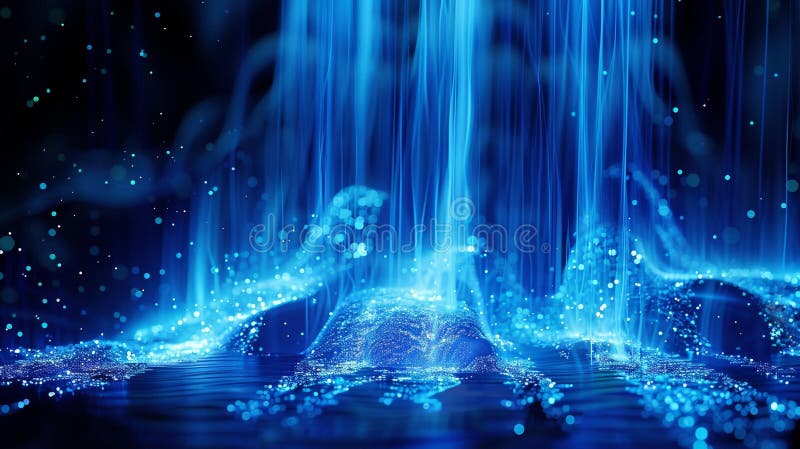 Blue Glow Particles Cascading Like a Waterfall, Creating a Mesmerizing ...
