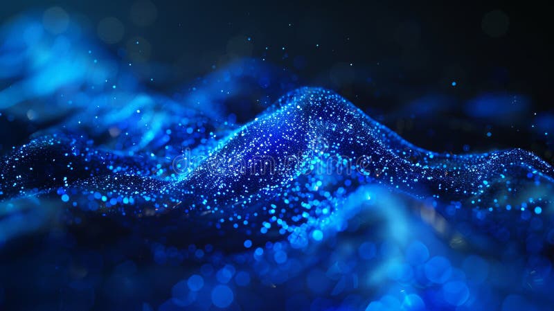 Blue Glow Particles Forming a Cascading Wave Effect, with Particles ...