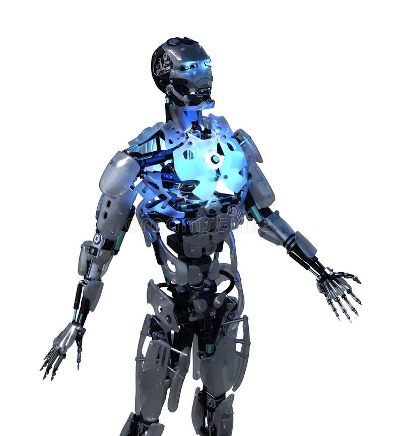 Blue Robot Technical Background - with Clipping Path Stock Illustration ...