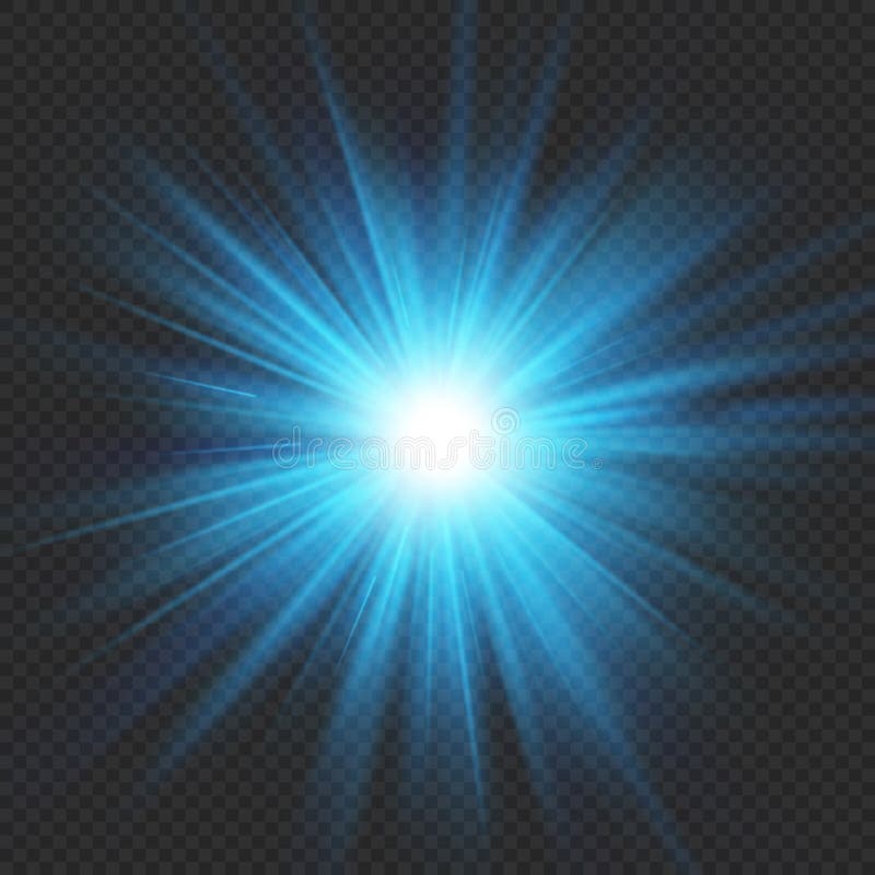 Deep Blue Glow Star Burst Flare Explosion Transparent Light Effect. EPS ...