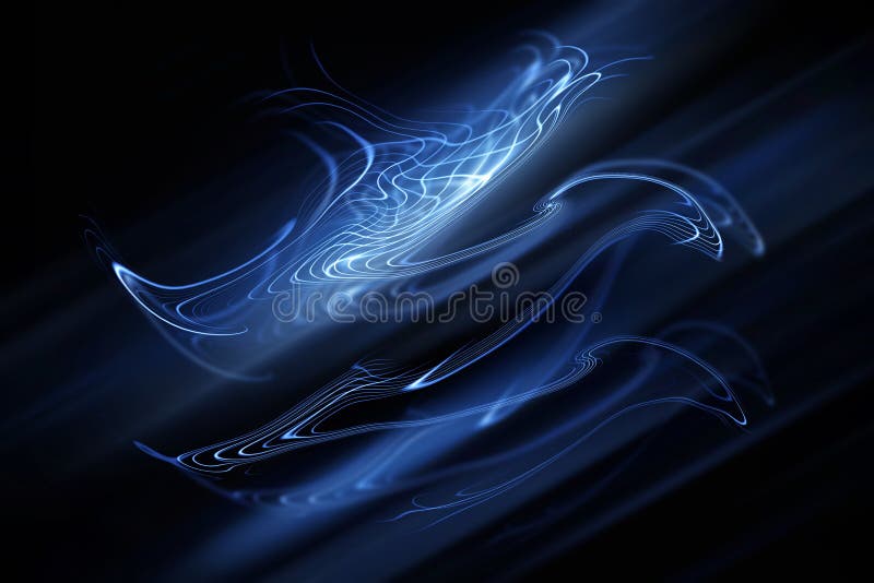 Blue Glowing Abstract Pattern on a Black Background Stock Illustration ...