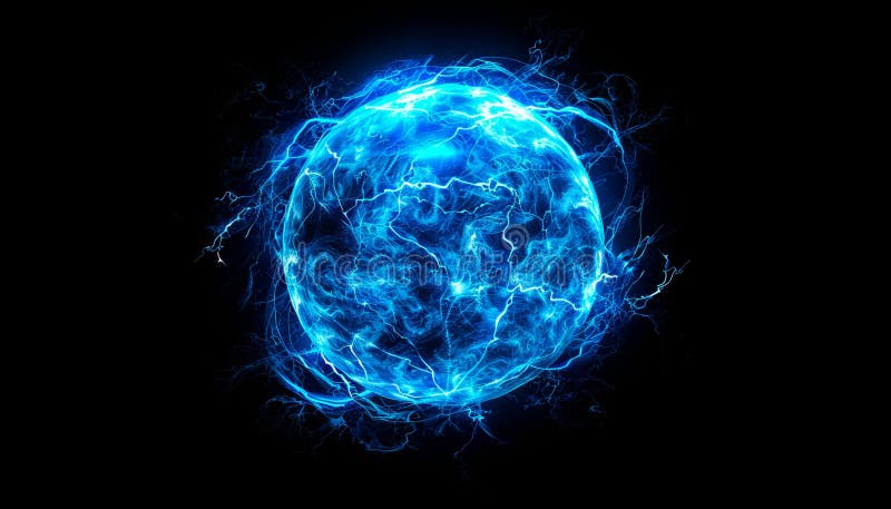 A Blue Glowing Ball on a Black Background Stock Photo - Image of black ...