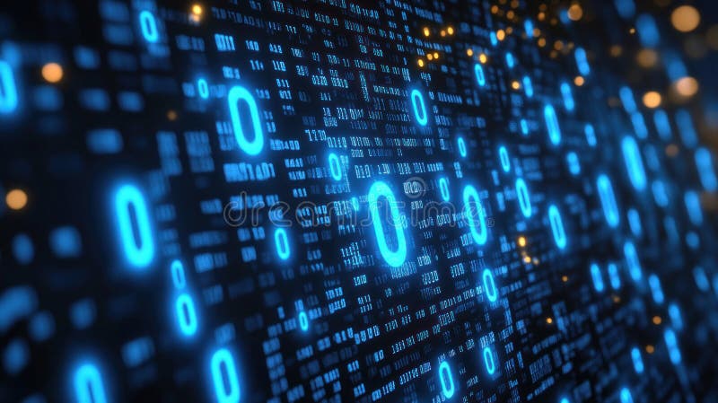 Blue Glowing Binary Code Flowing on a Black Background Stock Photo - Image of generated ...