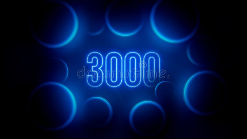 Blue Glowing Blurry Number 3000 Outlines Neon Light Inside Cinematic ...